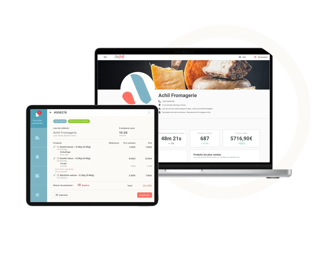 Commande en ligne pour fromagerie - Sans commission | Achil - Achil